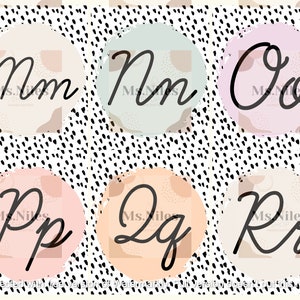 Cursive Spotty Boho Alphabet Posters | Pastel Alphabet Posters | Boho ...