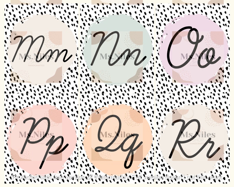 Cursive Spotty Boho Alphabet Posters Pastel Alphabet Posters Boho ...