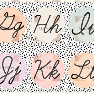 Cursive Spotty Boho Alphabet Posters | Pastel Alphabet Posters | Boho ...
