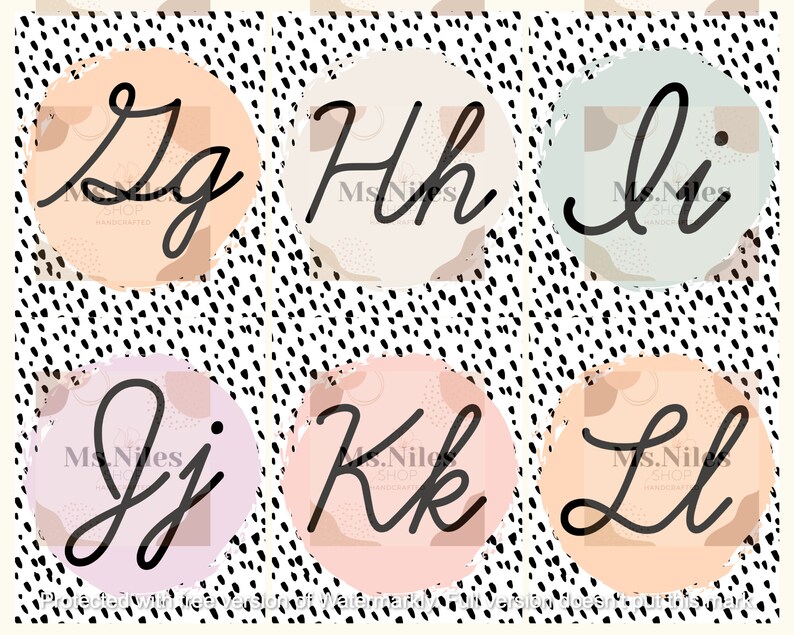 Cursive Spotty Boho Alphabet Posters Pastel Alphabet Posters Boho ...