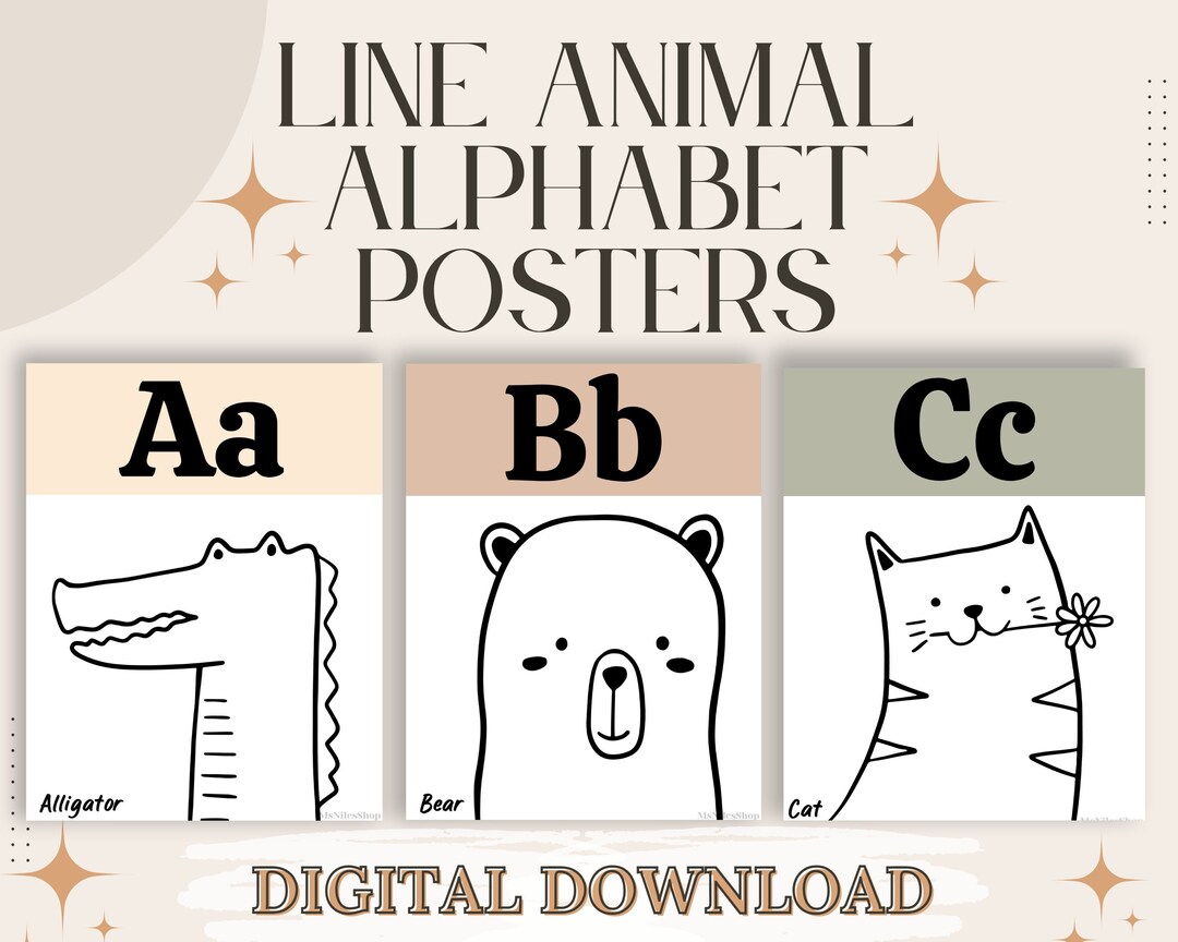 Line Animal Alphabet | Alphabet Posters | Downloadable Alphabet Posters ...