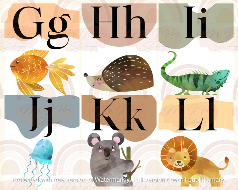 Watercolor Animal Alphabet Posters Digital Download - Etsy