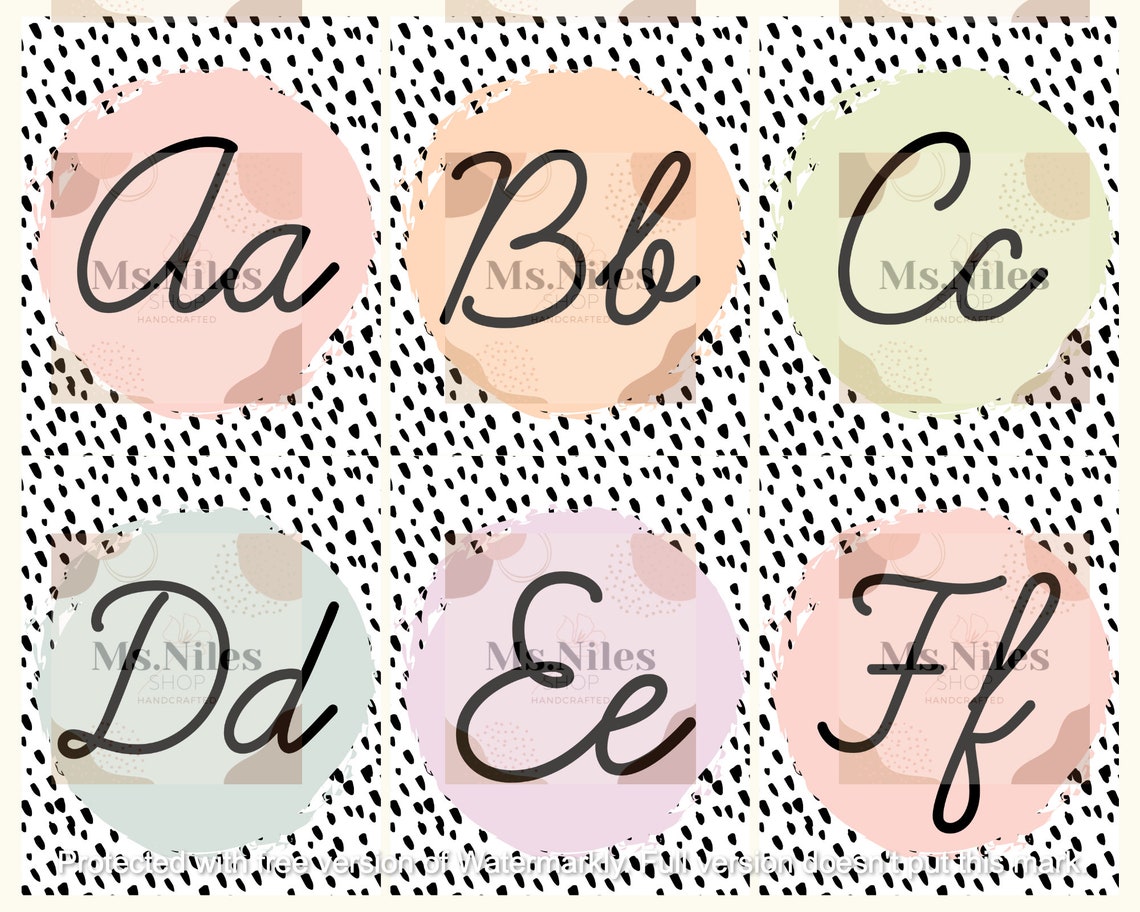 Cursive Spotty Boho Alphabet Posters Pastel Alphabet Posters - Etsy