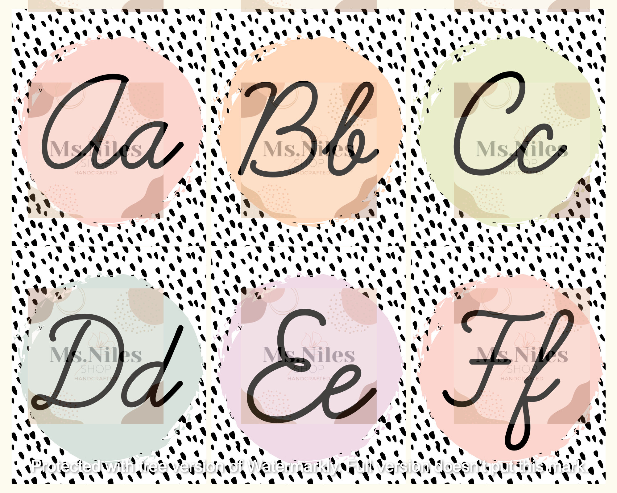 Cursive Spotty Boho Alphabet Posters Pastel Alphabet Posters Boho ...