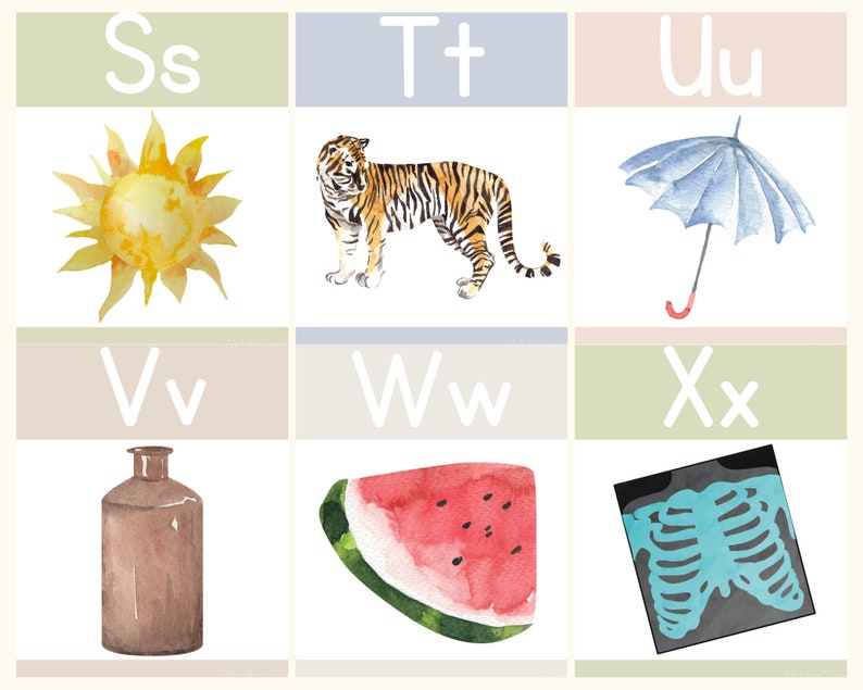 Neutral Watercolor Animal Alphabet Posters | Neutral Alphabet ...