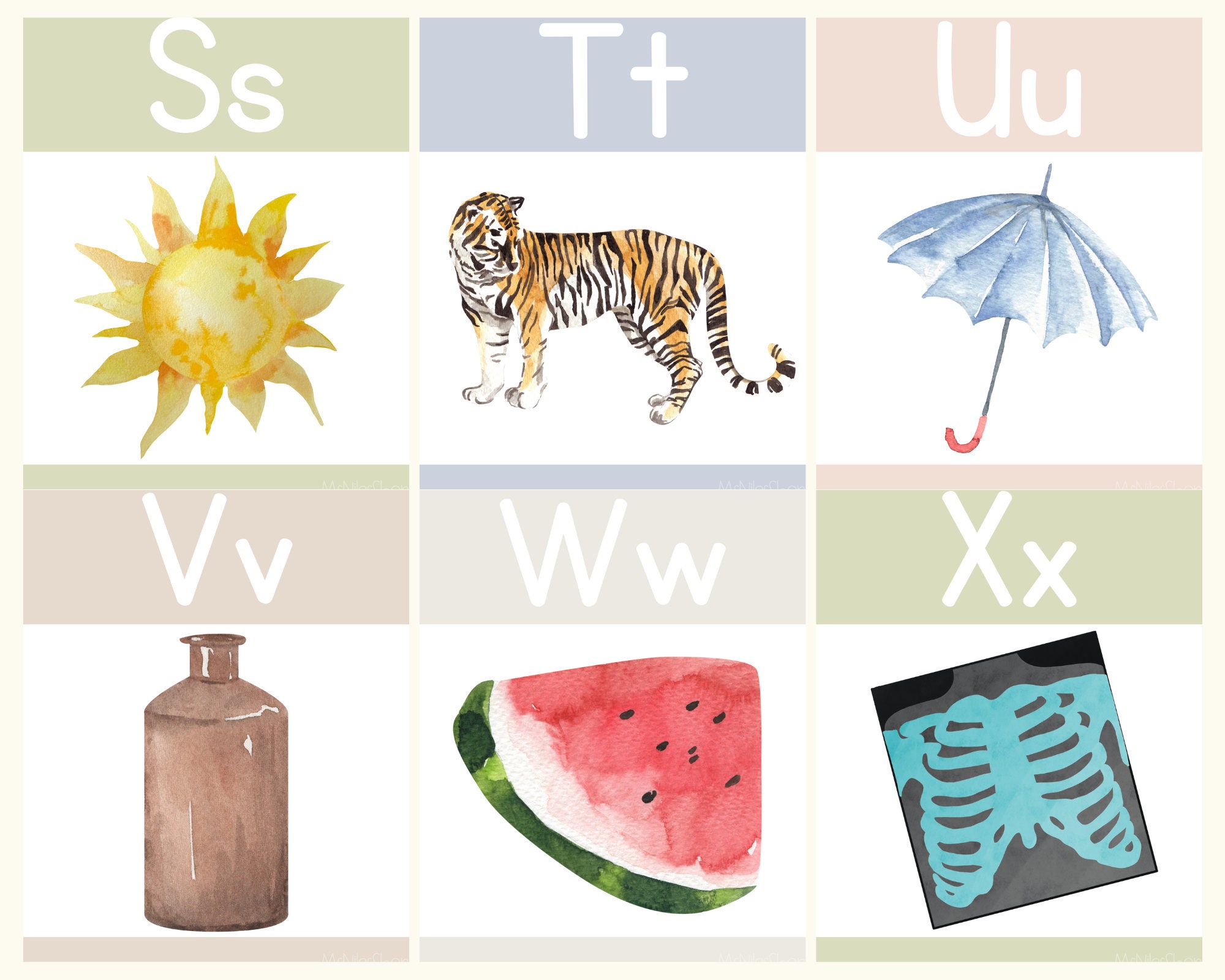 Neutral Watercolor Animal Alphabet Posters | Neutral Alphabet ...