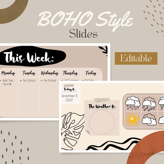 Editable BOHO Morning Meeting Slides Template - Etsy