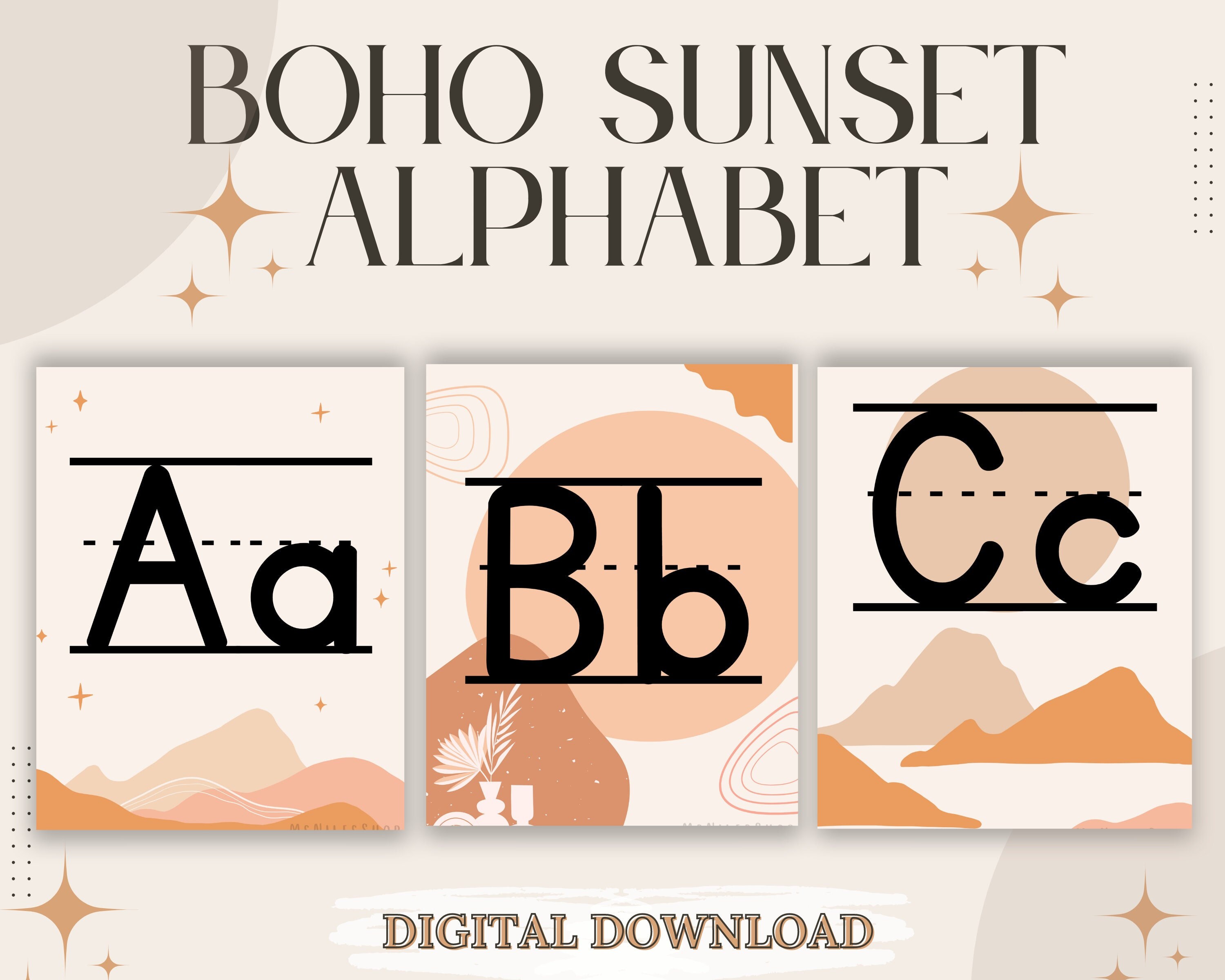 BOHO Alphabet Posters Digital Download - Etsy