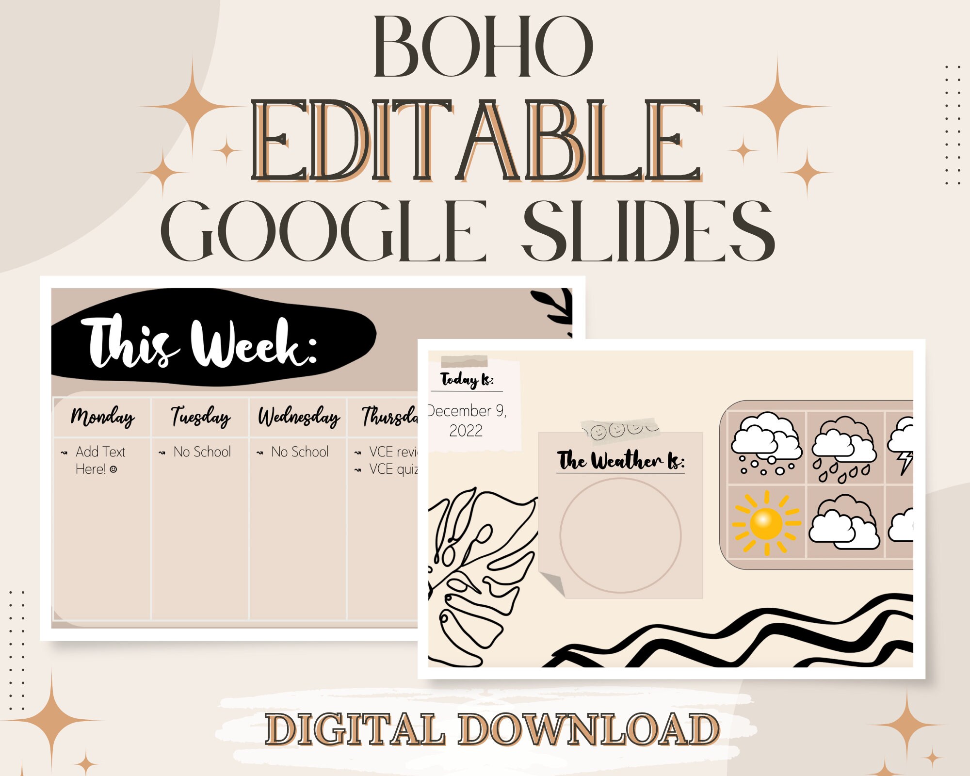 Editable BOHO Morning Meeting Slides Template - Etsy
