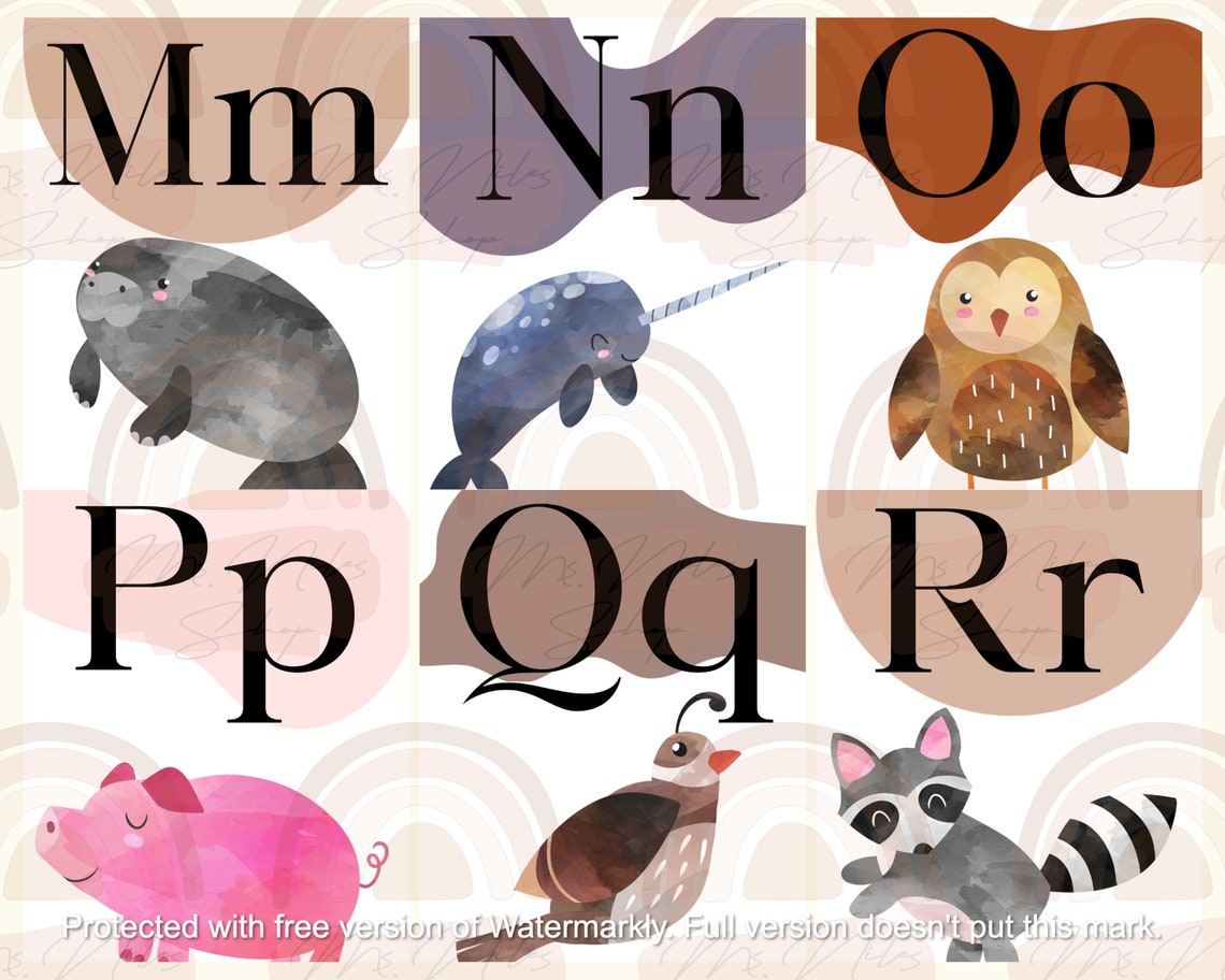 Watercolor Animal Alphabet Posters Digital Download - Etsy