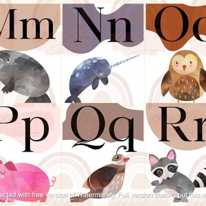 Watercolor Animal Alphabet Posters Digital Download - Etsy