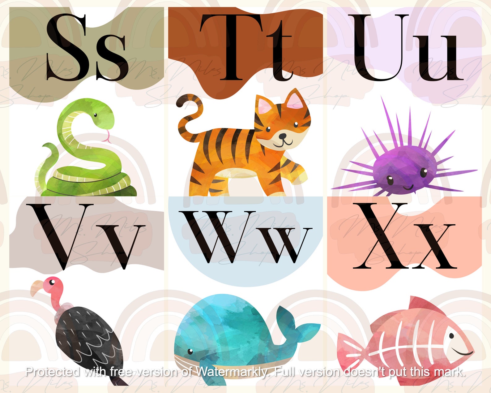Watercolor Animal Alphabet Posters Digital Download - Etsy