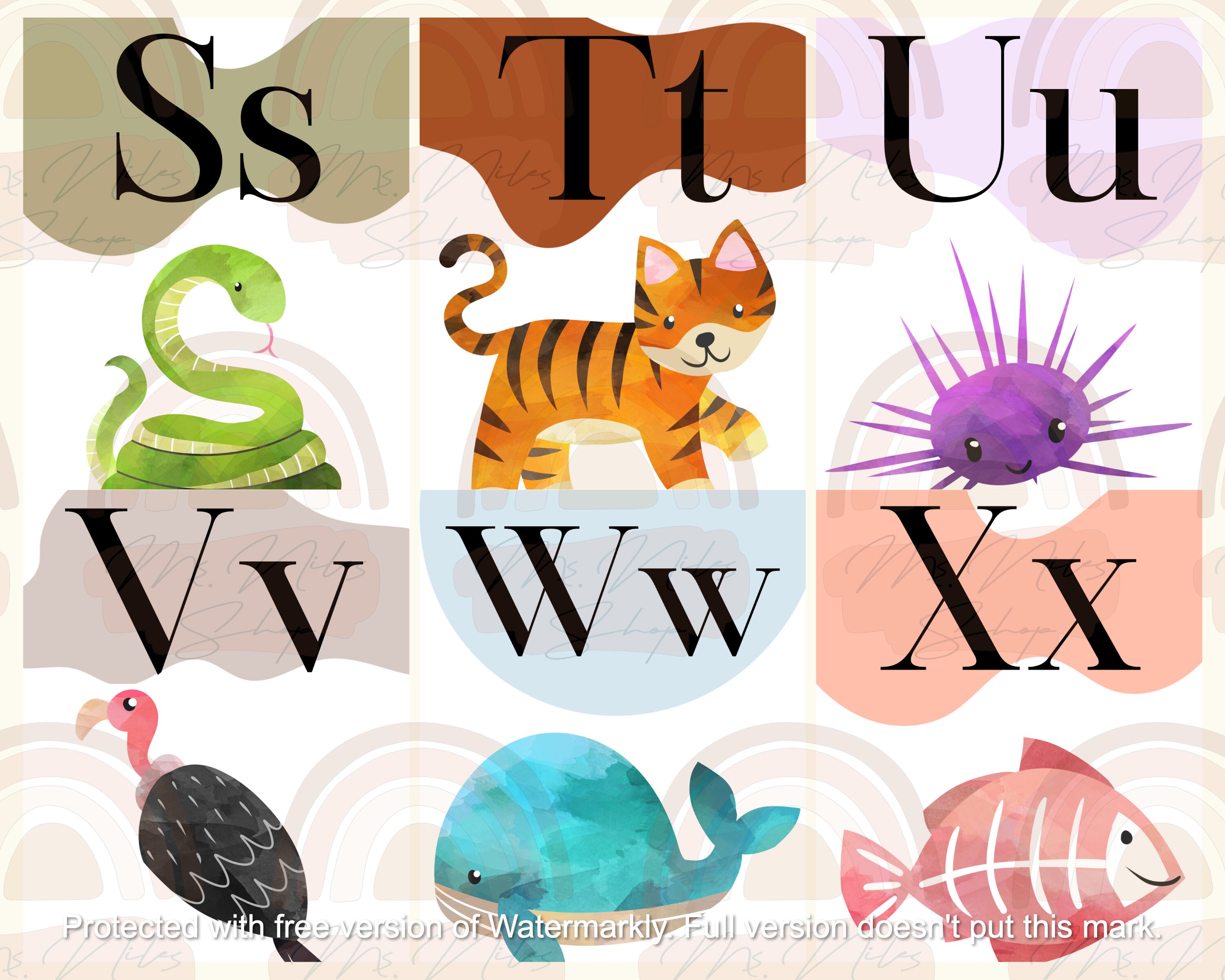 Watercolor Animal Alphabet Posters Digital Download - Etsy Australia