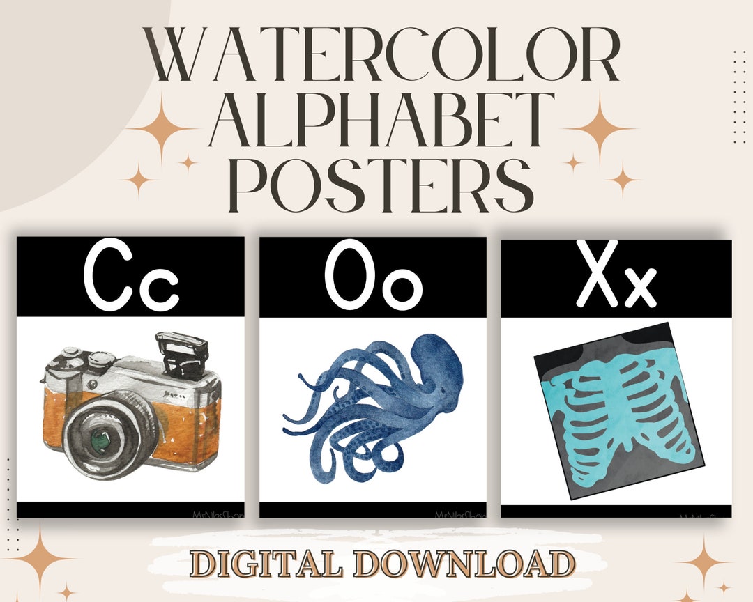 Watercolor Animal Alphabet Posters Digital Download - Etsy