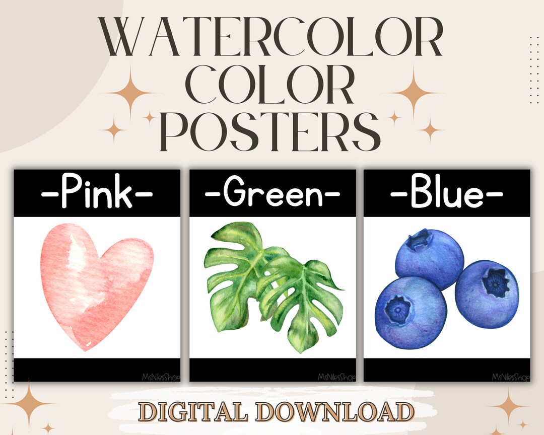 Color Posters | Modern Classroom Decor Color Posters | Watercolor Color ...