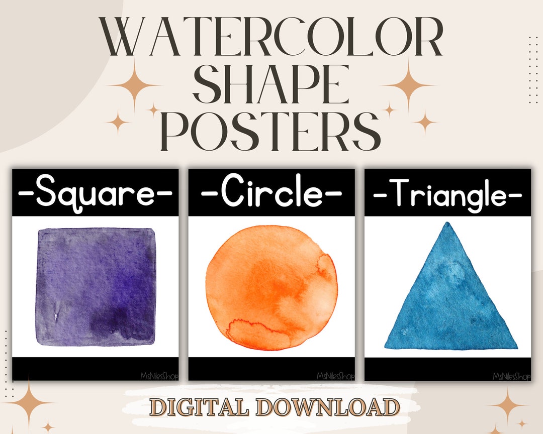 Shape Posters | Modern Classroom Decor Shape Posters | Watercolor Shape ...