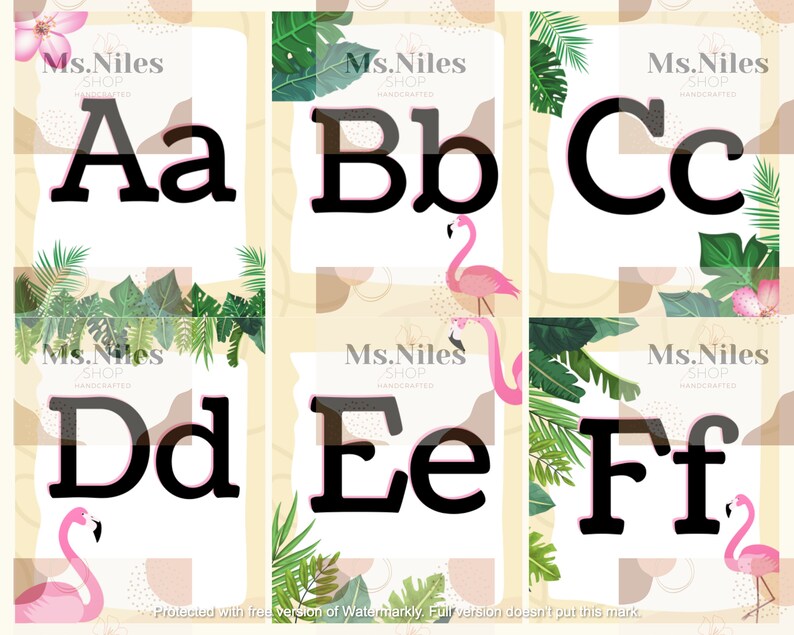 Tropical Flamingo Alphabet Posters Digital Download - Etsy