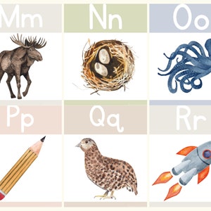 Neutral Watercolor Animal Alphabet Posters | Neutral Alphabet ...