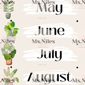 Boho Plant Flip Calendar Printable Yearly Calendar - Etsy