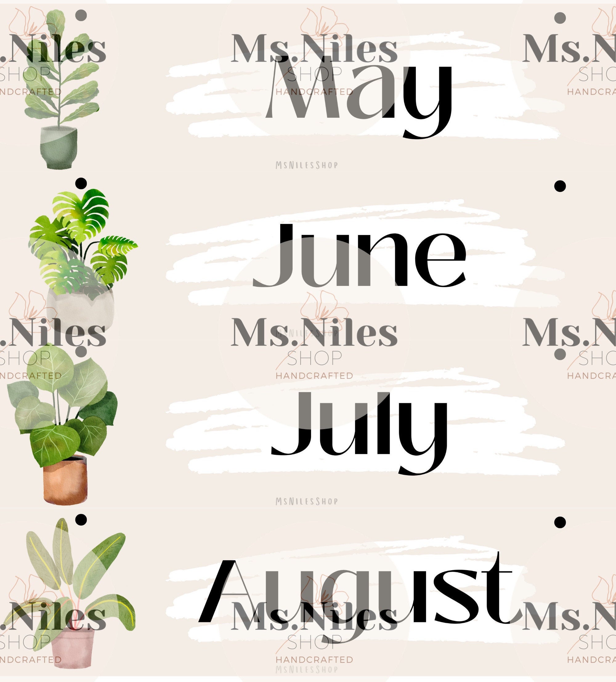 Boho Plant Flip Calendar Printable Yearly Calendar Classroom Calendar ...