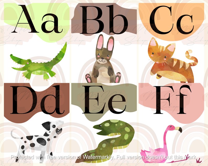 Watercolor Animal Alphabet Posters Digital Download - Etsy