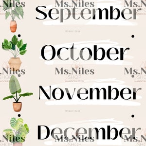 Boho Plant Flip Calendar Printable Yearly Calendar - Etsy