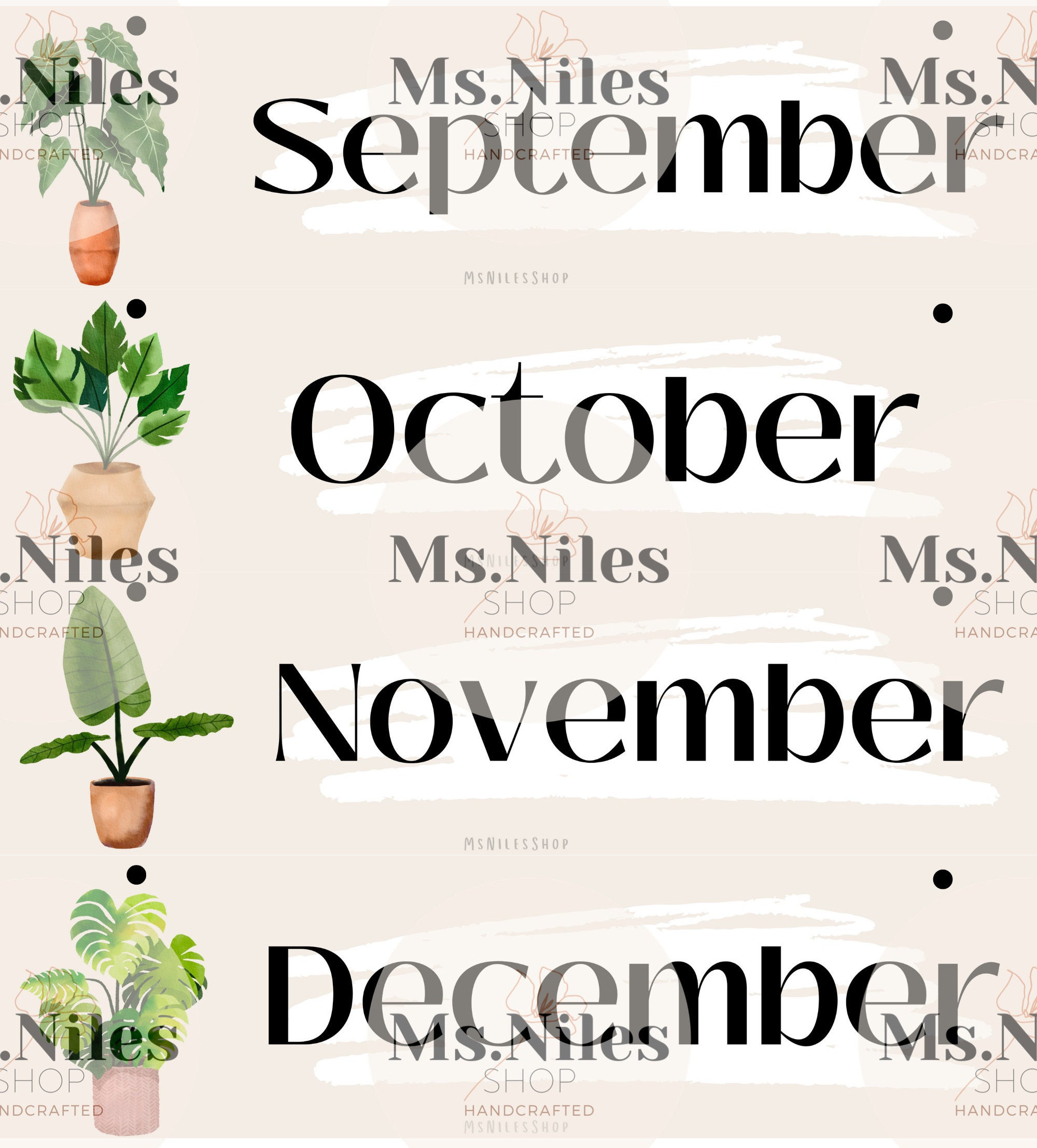 Boho Plant Flip Calendar Printable Yearly Calendar Classroom Calendar ...