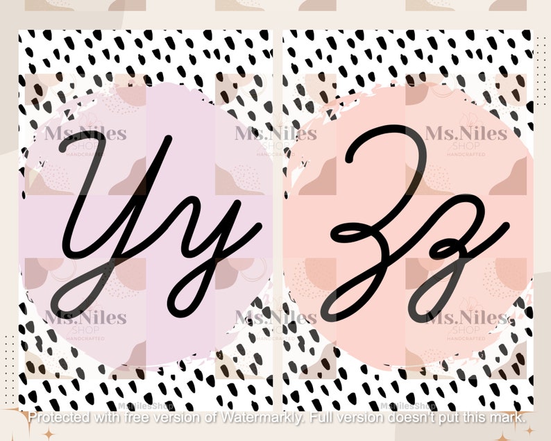 Cursive Spotty Boho Alphabet Posters Pastel Alphabet Posters - Etsy