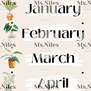 Boho Plant Flip Calendar Printable Yearly Calendar - Etsy