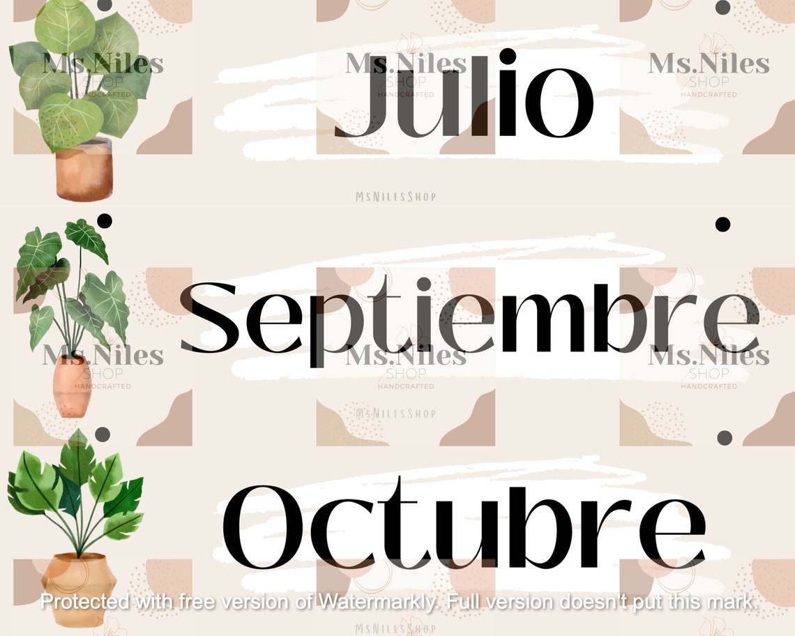 Spanish Boho Plant Flip Calendar Spanish Classroom Calendar - Etsy