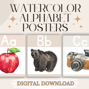 Neutral Watercolor Animal Alphabet Posters | Neutral Alphabet ...