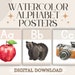 Neutral Watercolor Animal Alphabet Posters | Neutral Alphabet ...