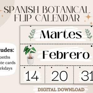 Spanish Boho Plant Flip Calendar | Spanish Classroom Calendar ...