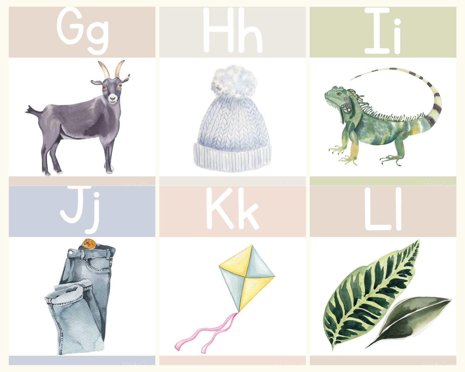 Neutral Watercolor Animal Alphabet Posters | Neutral Alphabet ...