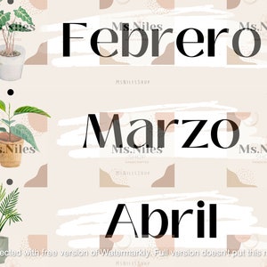 Spanish Boho Plant Flip Calendar | Spanish Classroom Calendar ...