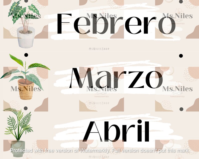 Spanish Boho Plant Flip Calendar | Spanish Classroom Calendar ...