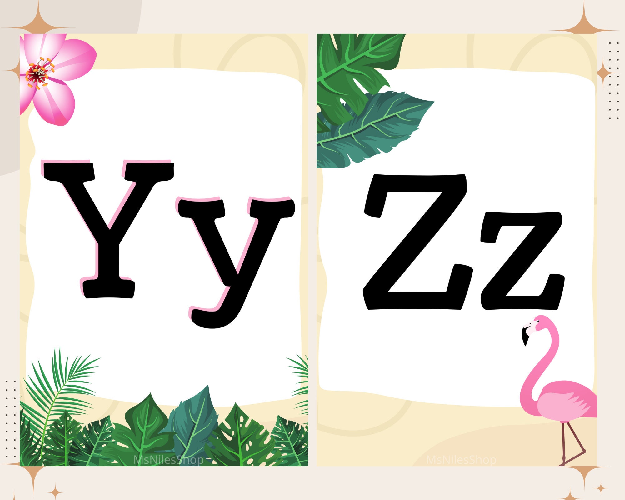Tropical Flamingo Alphabet Posters Digital Download - Etsy