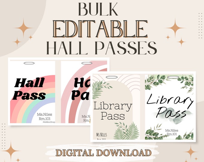 Editable Hall Passes Download (14 Templates) - Etsy