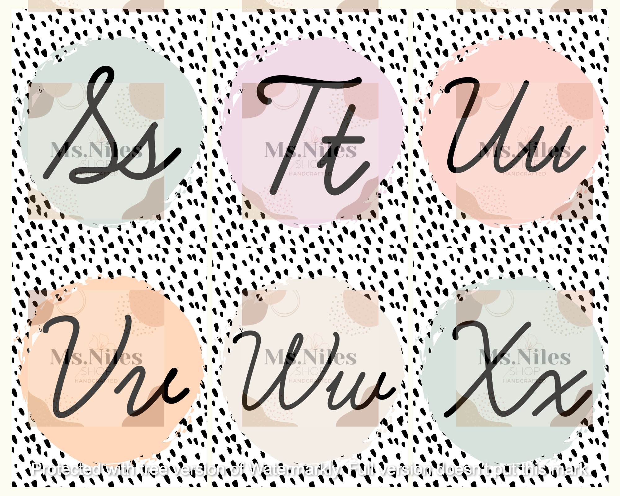 Cursive Spotty Boho Alphabet Posters Pastel Alphabet Posters Boho ...