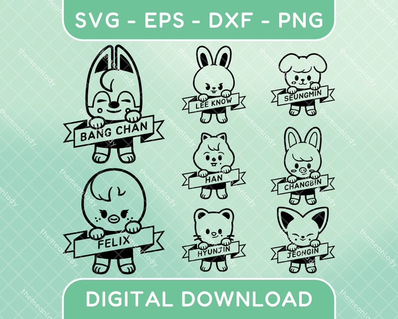 Stray Kids SKZOO Kpop Vector Files | Svg, Eps, Dxf, Png | for Cricut, T ...