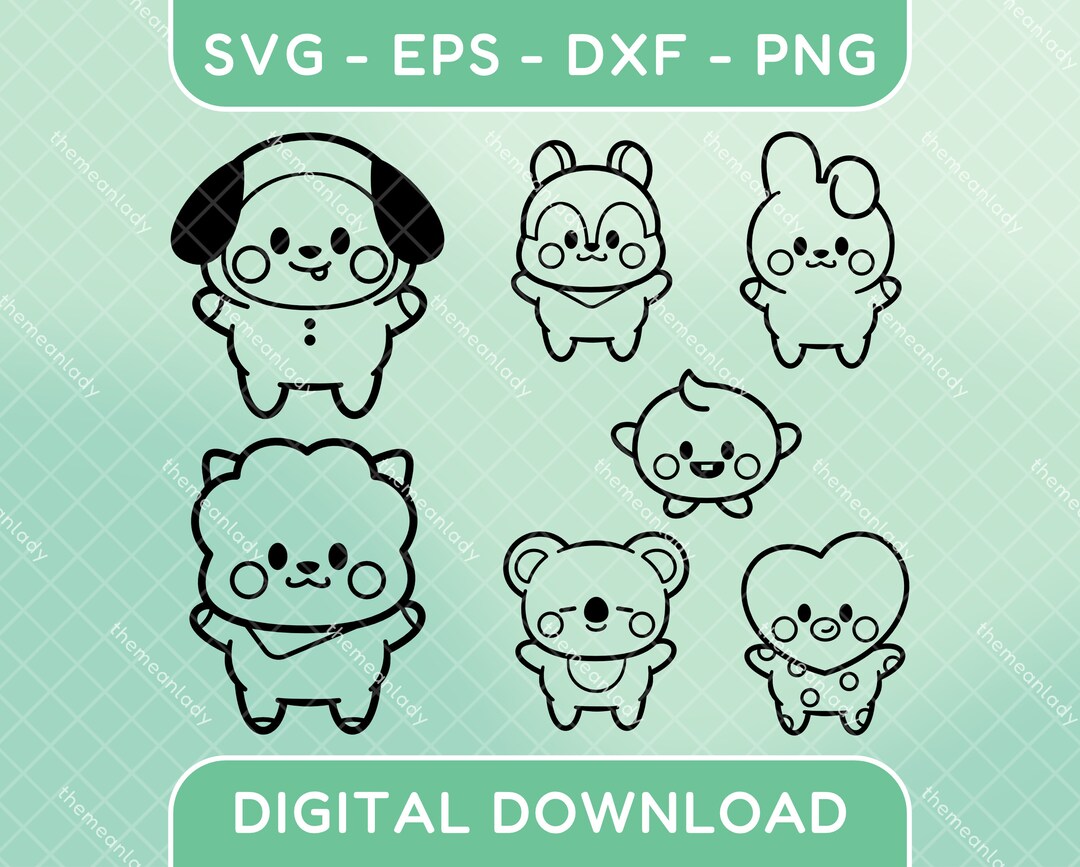 BTS BT21 Kpop Vector Files | Svg, Eps, Dxf, Png | for Cricut, T-shirts ...