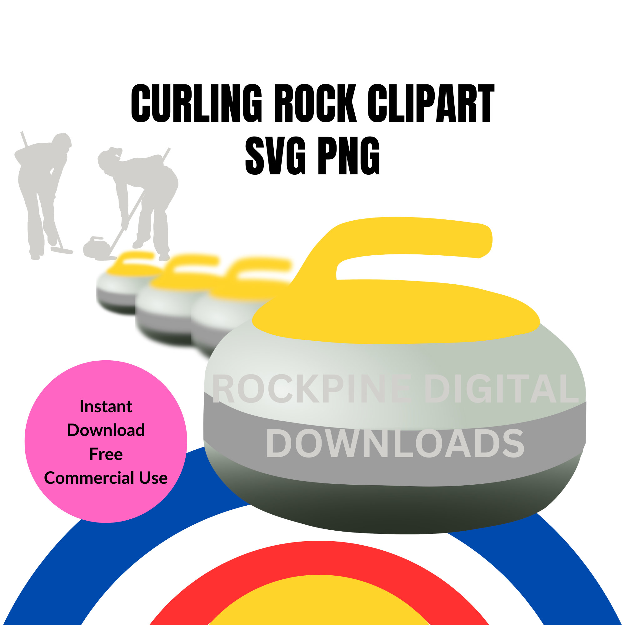 Curling Rock Svg Clipart Curling Stone Cricut Printable - Etsy