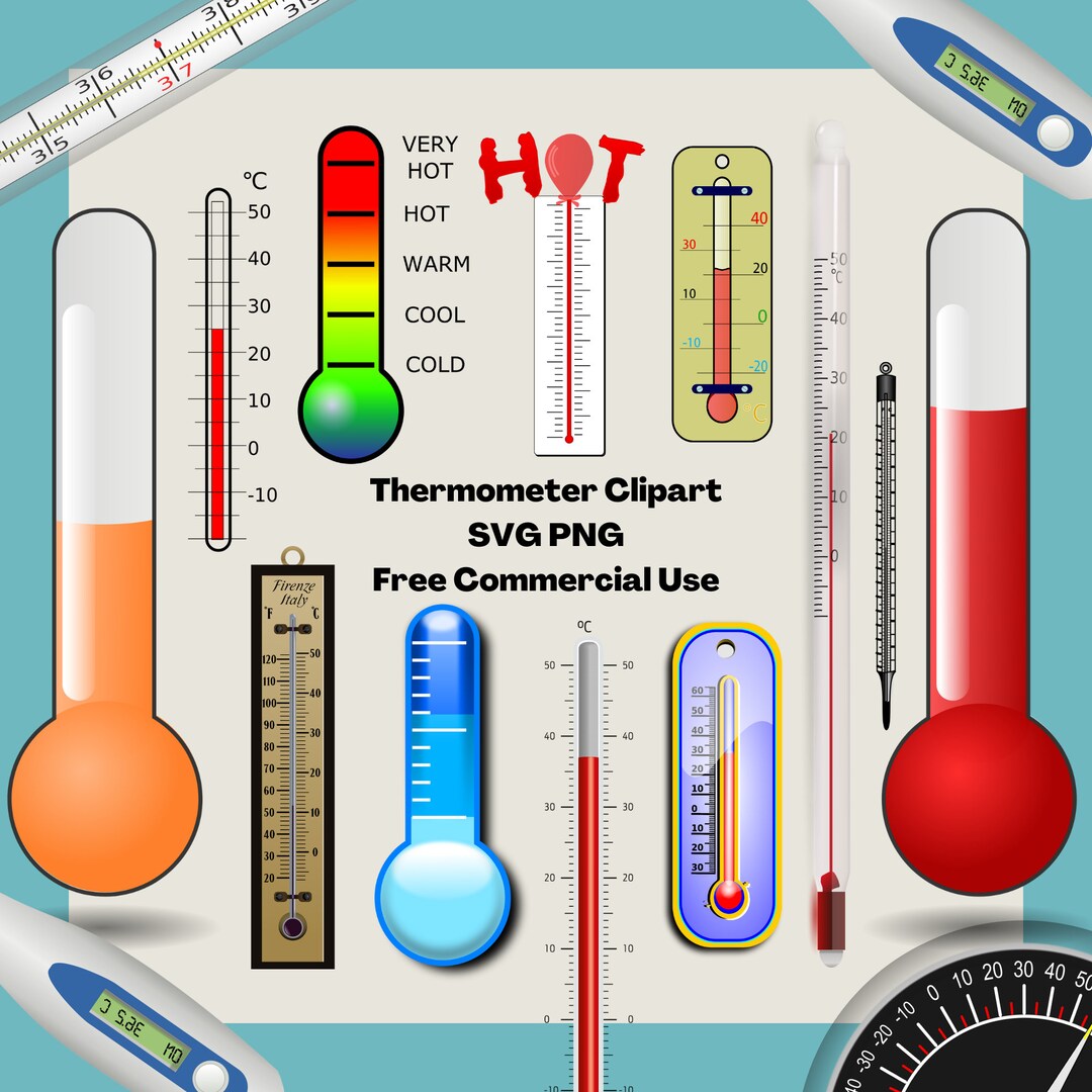 Thermometer Clipart Bundle, SVG PNG, Vectors, Illustrations ...