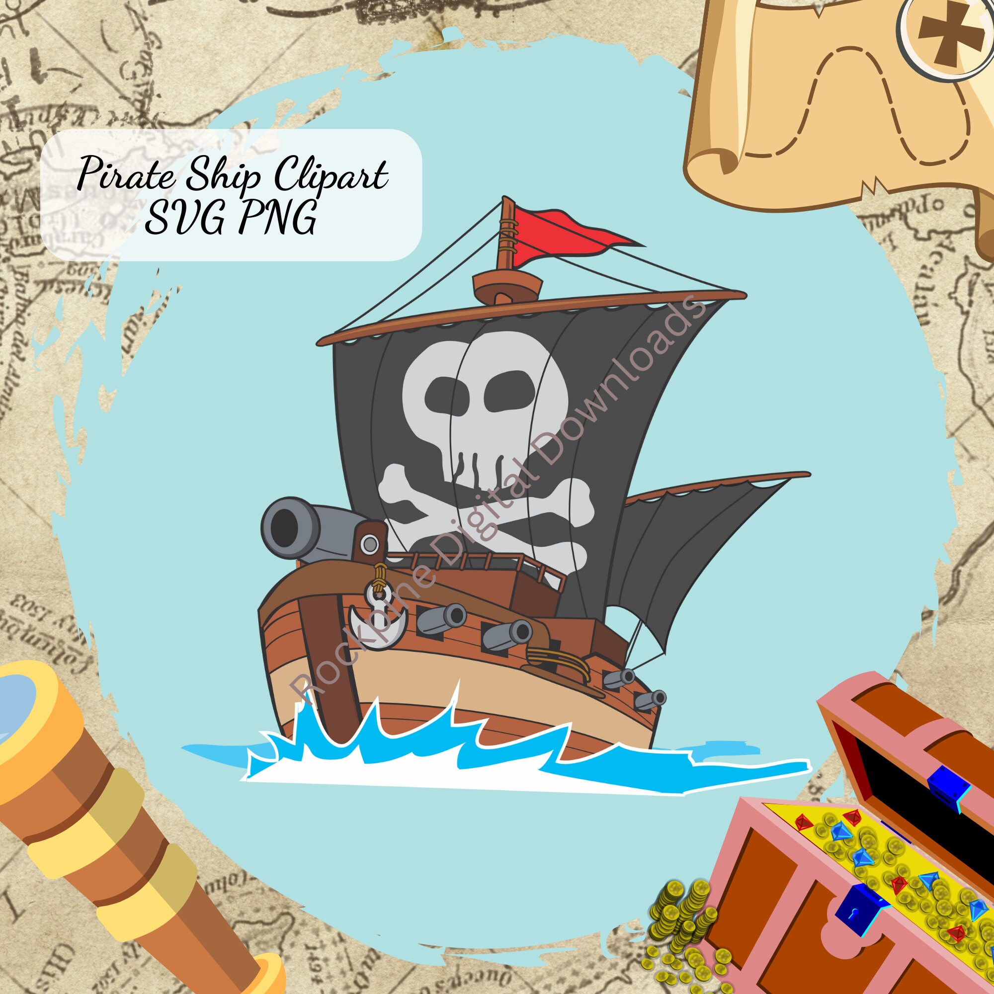 Pirate Ship Clipart Svg, PNG, SVG, Cartoon, Clip Art, Ships, Pirates ...