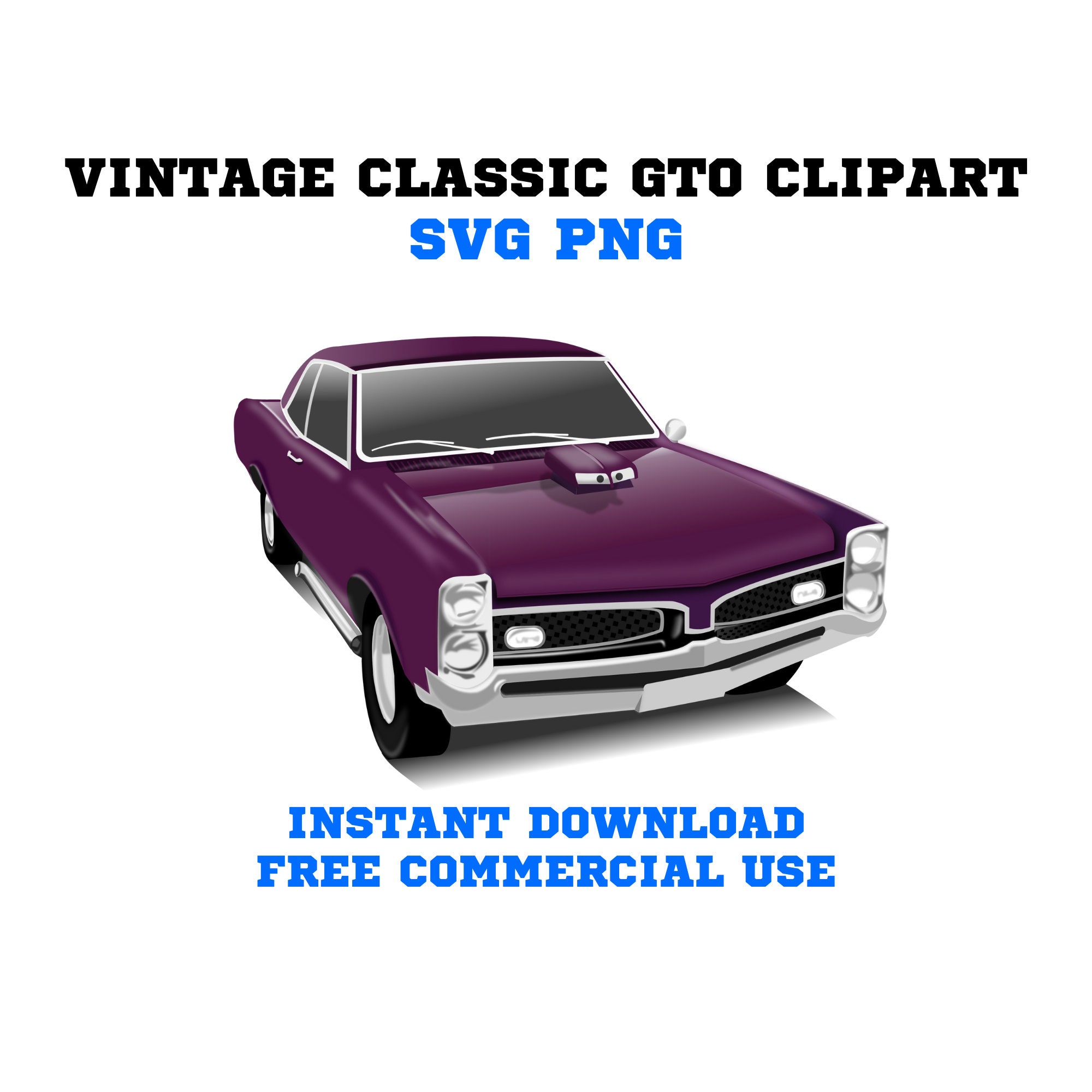 Vintage GTO Car Svg Png, Clipart, Classic Cars, Hot Rod, Muscle Car ...