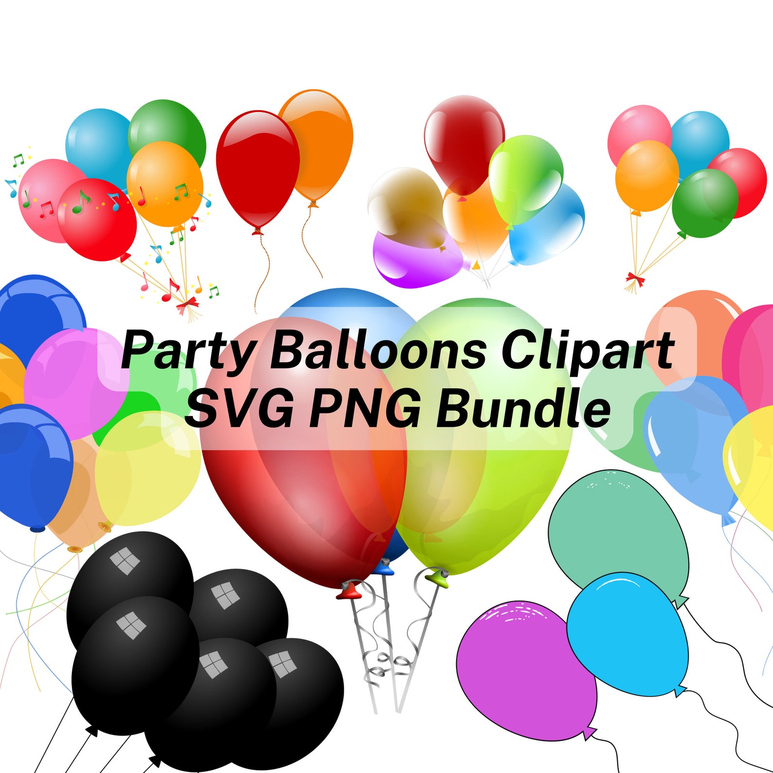 Party Balloons Svg Clipart PNG Bundle Transparent Free - Etsy