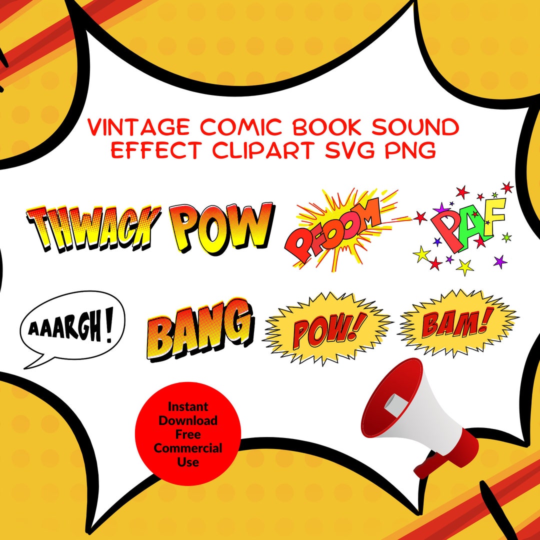 Buy Sound Effect Clipart Comic Book Svg Png Superhero Comic Online in ...