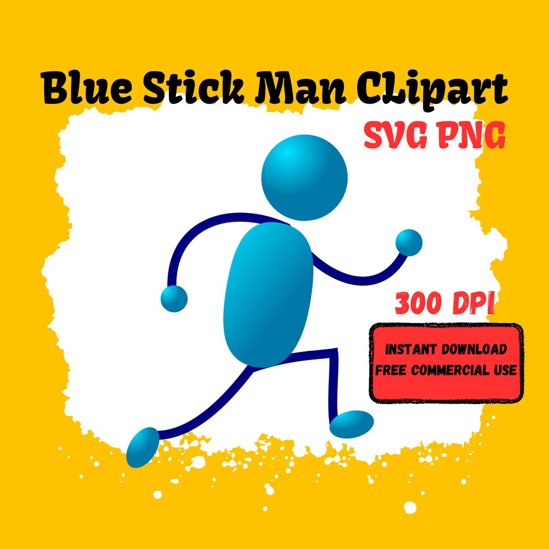 Blue Stick Man Running Clip Art Design Images - Etsy Australia