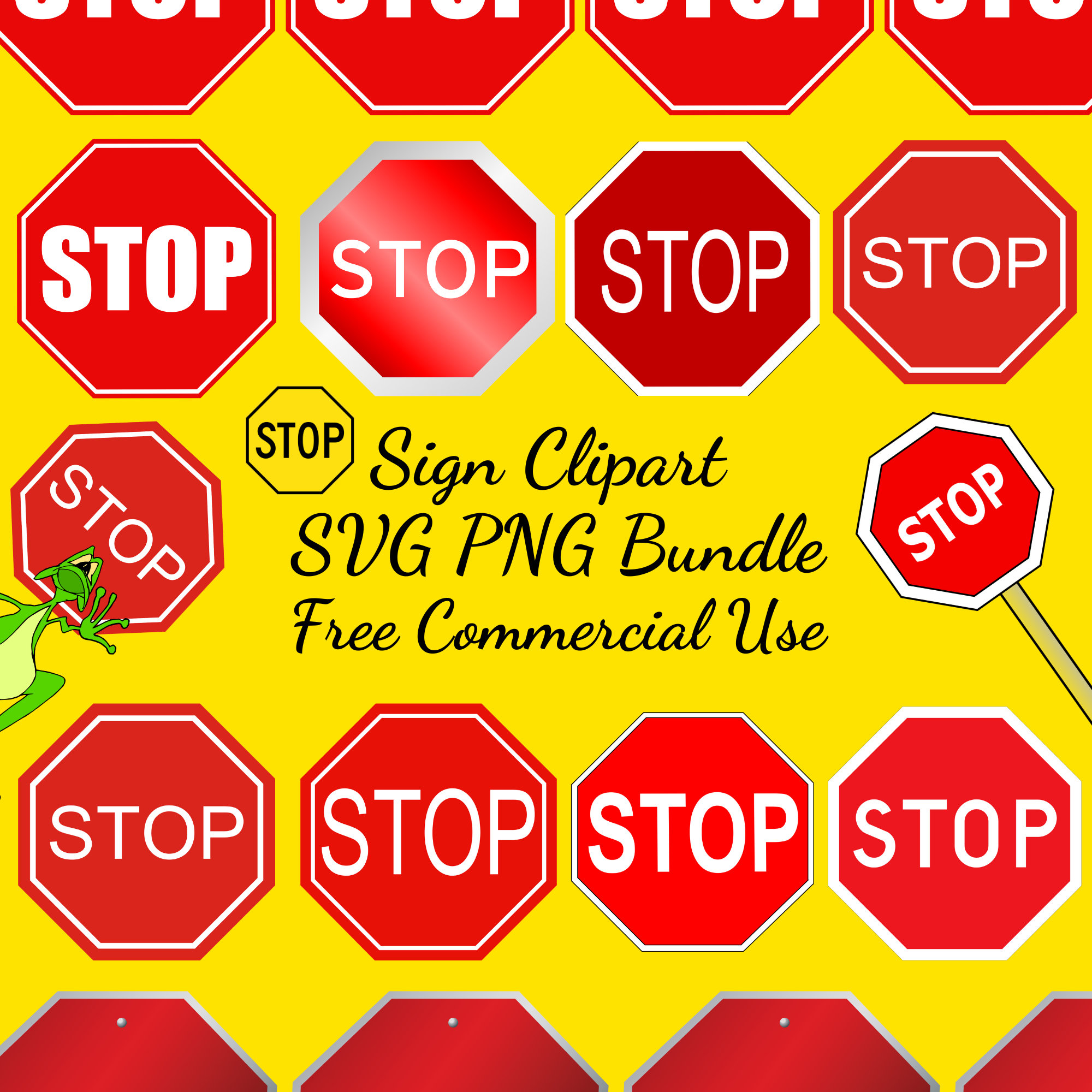 Stop Sign Clipart Bundle SVG, PNG, Transparent, Free Commercial Use ...