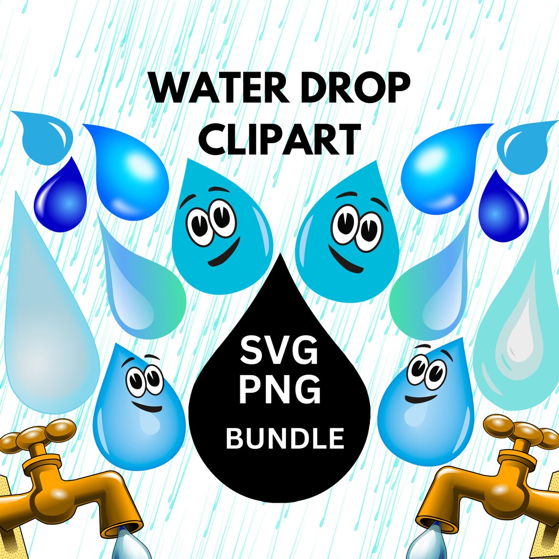 Water Drop Svg, Clipart, Bundle, PNG, Droplet, Raindrop, Cricut ...